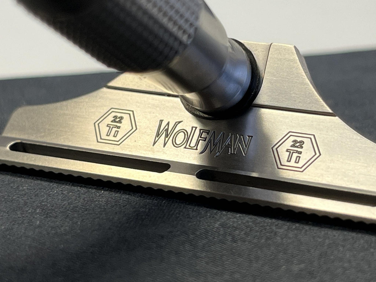 WR4-SB with WRH7 90mm handle - Brushed Titanium – Wolfman Razors